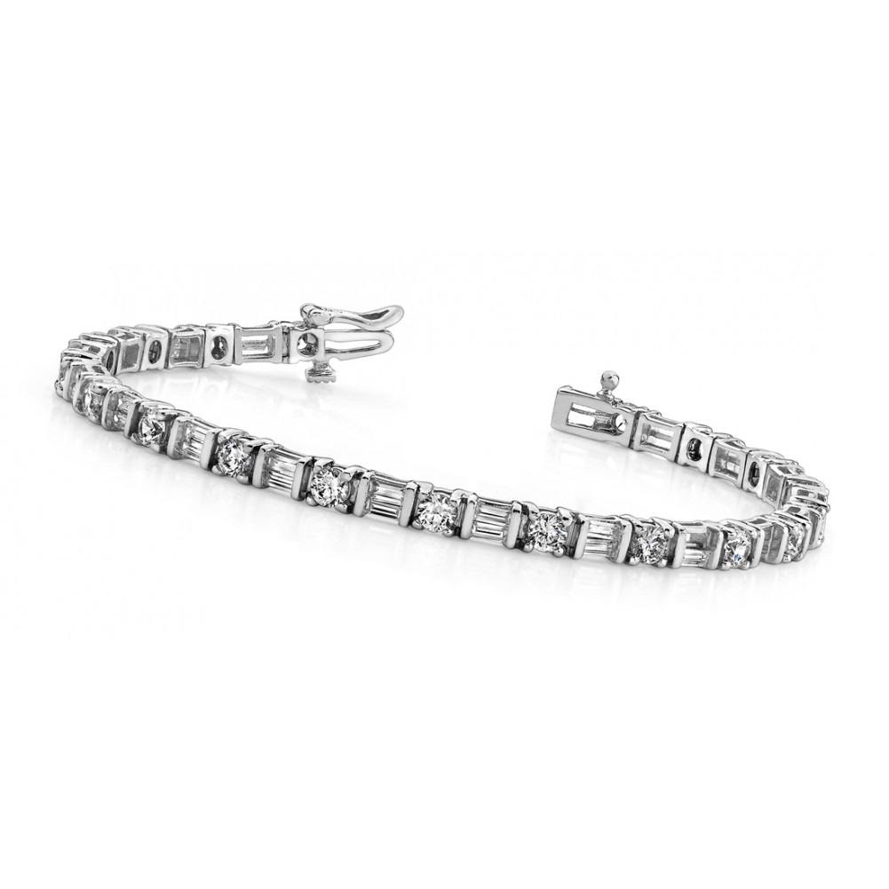 5 05 Ct Ladies Round And Baguette Cut Diamond Tennis Bracelet Color G